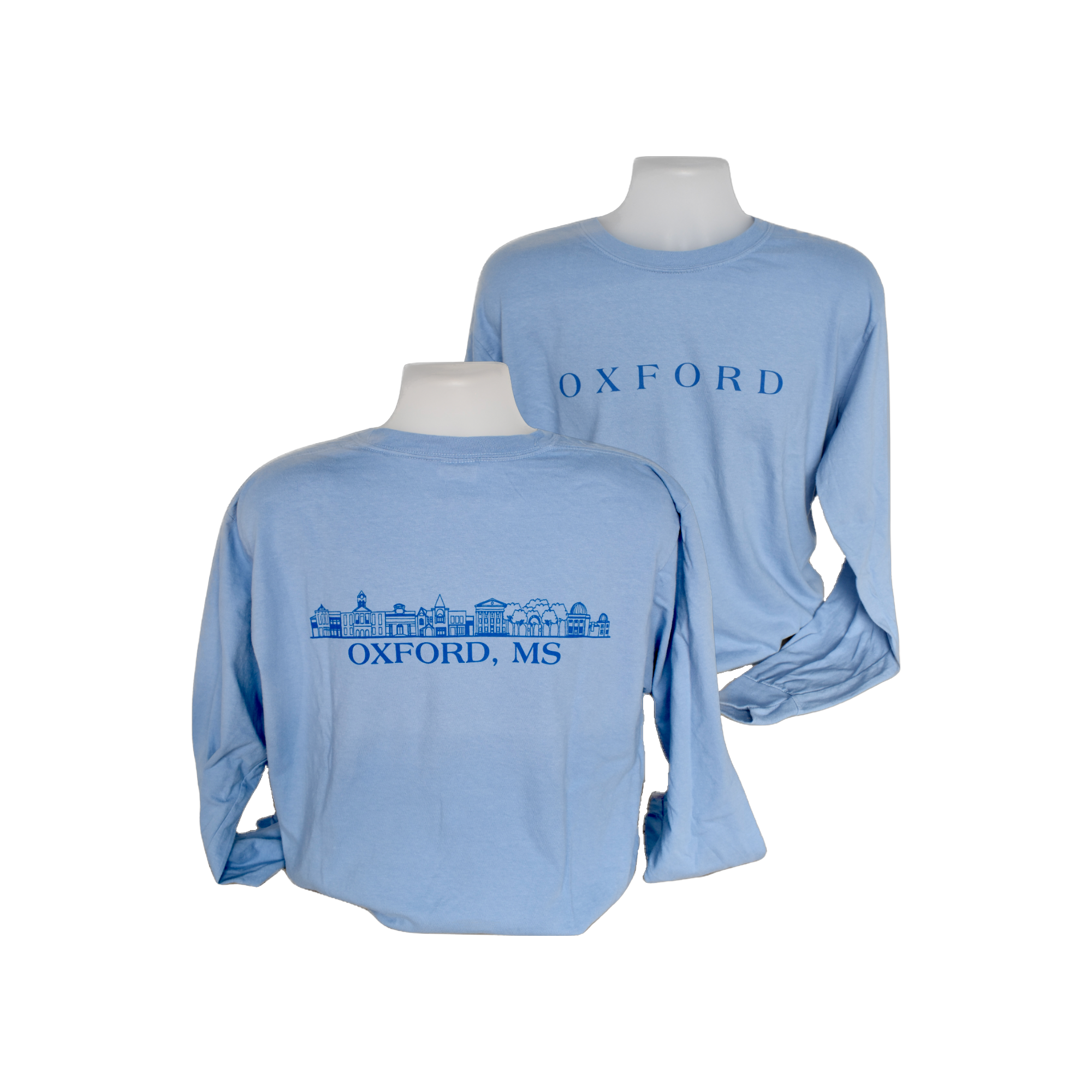 Oxside Blue Letters Long Sleeve | Oxford T-shirt Company